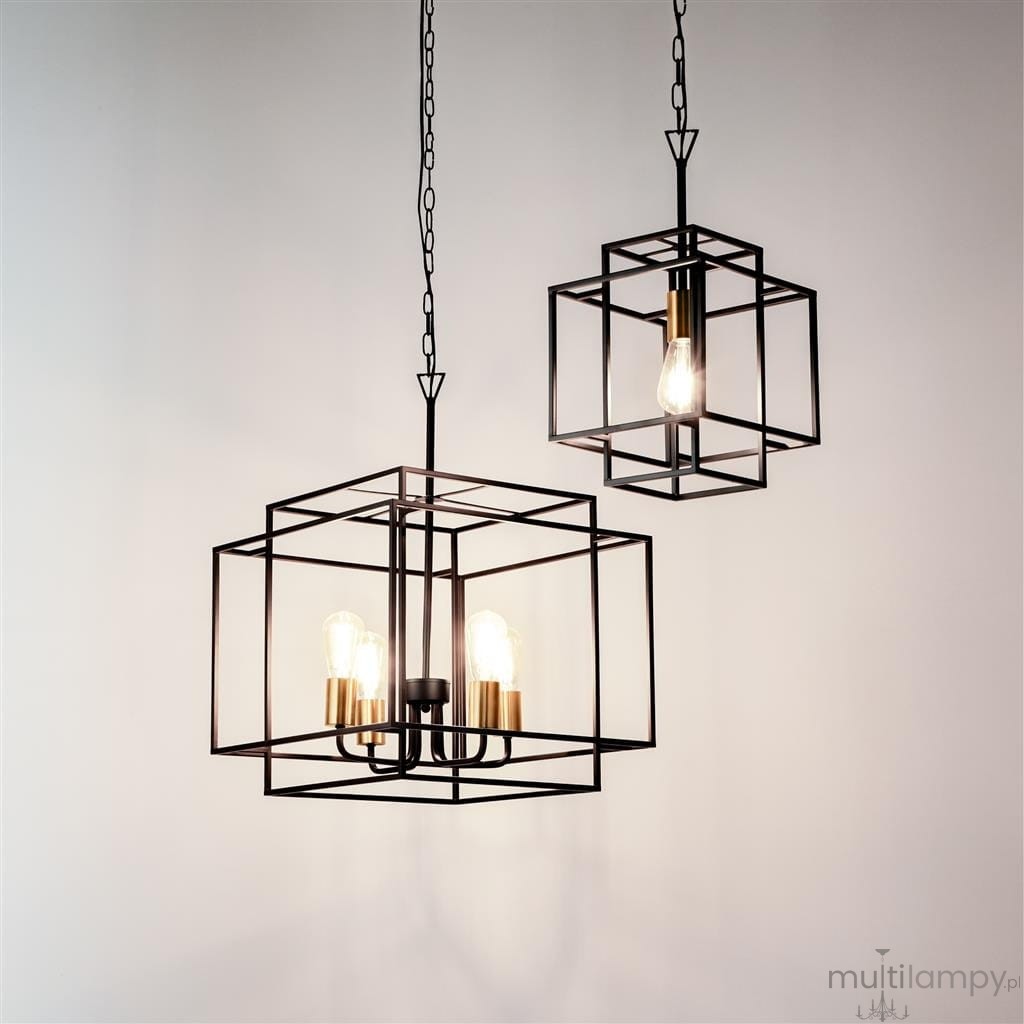 Searchlight Crate lampa wisząca 4-punktowa czarna 4634BK - Multilampy.pl